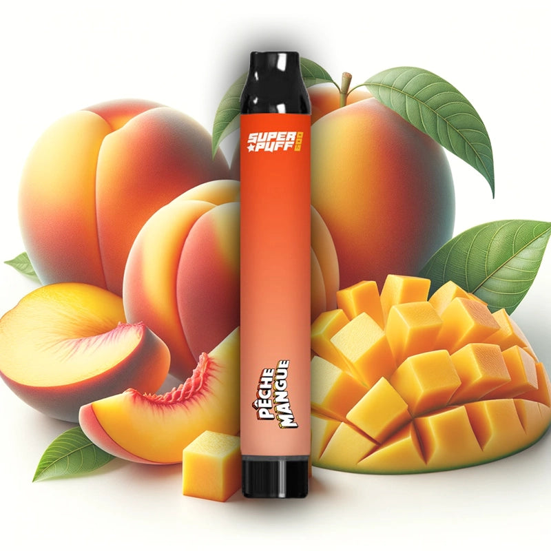 E-cig jetable | Super Puff "Pêche Mangue" - Vapoteurs Suisses